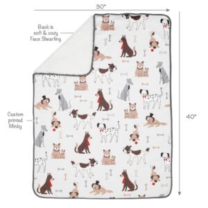 Lambs & Ivy Bow Wow Baby Blanket - Gray, Animals, Puppy