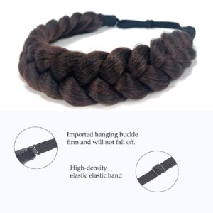 TOECWEGR Hair Braided Headband Classic Chunky Wide Thick Plaited Braids Elastic Stretch Syntheti Buckling Hairpiece Braid Headband