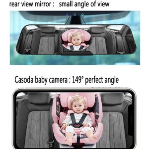 Baby Car Camera, Casoda Wireless Car Camera for Baby, Crystal Clear View Infant in Rear Facing Back Seat, Support Photo Video, Perfect Night Vision, Easy to Watch Baby's Every Move