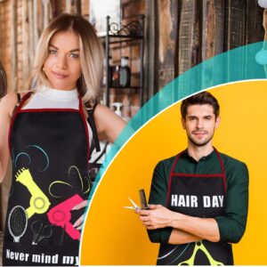 SATINIOR 3 Pieces Waterproof Salon Apron Stylist with Pockets for Women Men Hairdressers Cosmetology Aprons Dog Grooming Work Smock Funny Barber Hair Cutting Favor, Black, 26.7inch*28.7inch