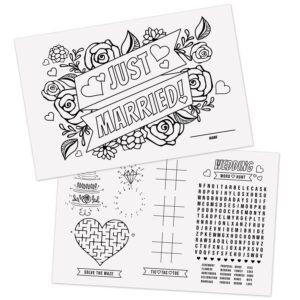 wedding themed coloring activity placemats / 12 wedding coloring sheets / 11" x 17" kids drawing paper/disposable placemats