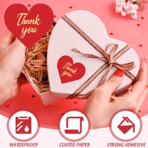 1000 Pieces Heart Thank You Sticker 1.5 inches Valentine's Day Red Pink Label Sticker Adhesive Thank Heart Shaped Sticker Thank Present Tag for Wedding Anniversaries Envelopes Greeting Cards, 2 Rolls