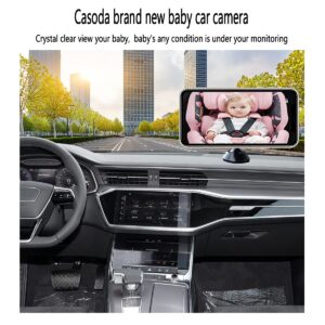 Baby Car Camera, Casoda Wireless Car Camera for Baby, Crystal Clear View Infant in Rear Facing Back Seat, Support Photo Video, Perfect Night Vision, Easy to Watch Baby's Every Move