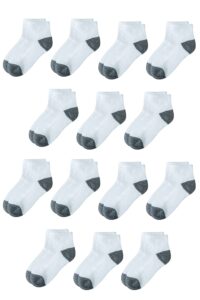 amazon essentials unisex toddlers' cotton ankle socks, 14 pairs, grey heather white, 2-3t