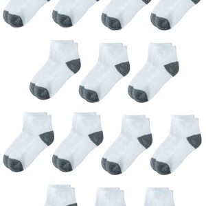 Amazon Essentials Unisex Toddlers' Cotton Ankle Socks, 14 Pairs, Grey Heather White, 2-3T