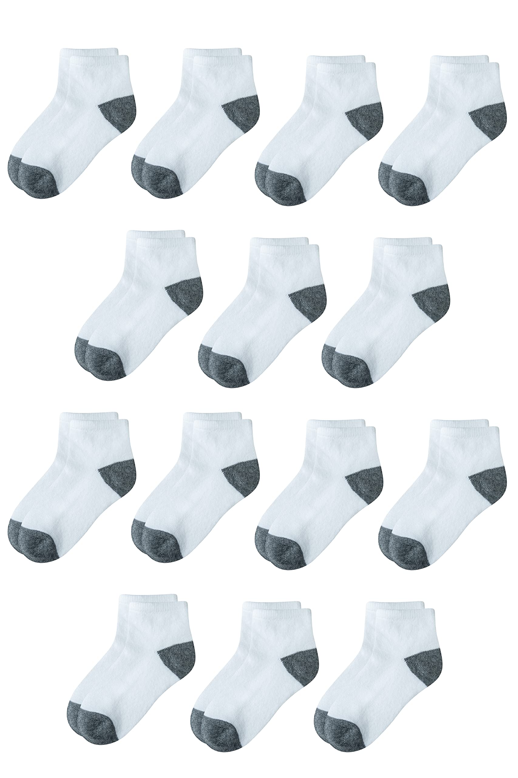 Amazon Essentials Unisex Toddlers' Cotton Ankle Socks, 14 Pairs, Grey Heather White, 2-3T