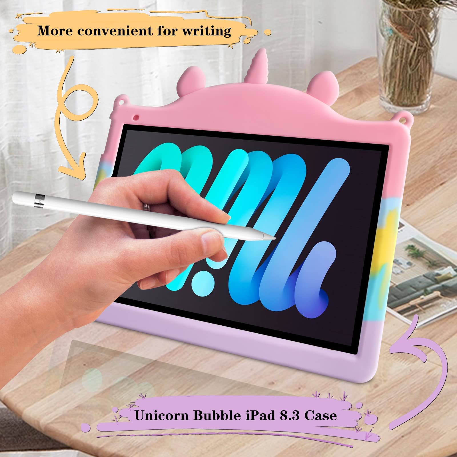 WESADN for iPad Mini 6 Case 2021 with Kickstand Silicone Fidget Bubble Case for Girls Women Kawaii Cute Rainbow Pop Protective Holder Tablet Cover for iPad Mini 6th Generation Case 8.3 inch