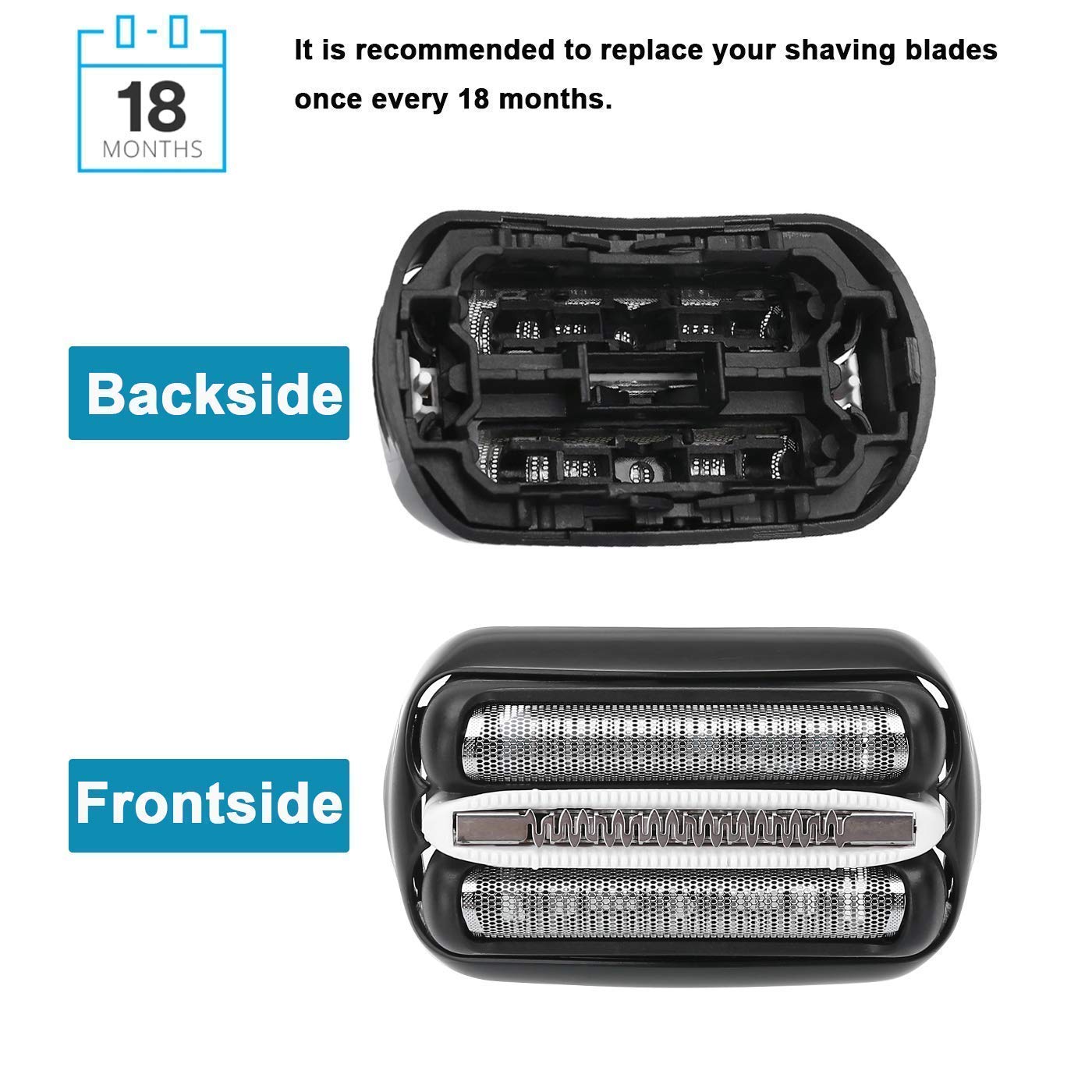 Suprafive 21S/32S Replacement Shaver Foil and Cutter Set Compatible with Braun Series 3 21S 32S 320S-4 330S-4 340S-4 350CC-4 Silver