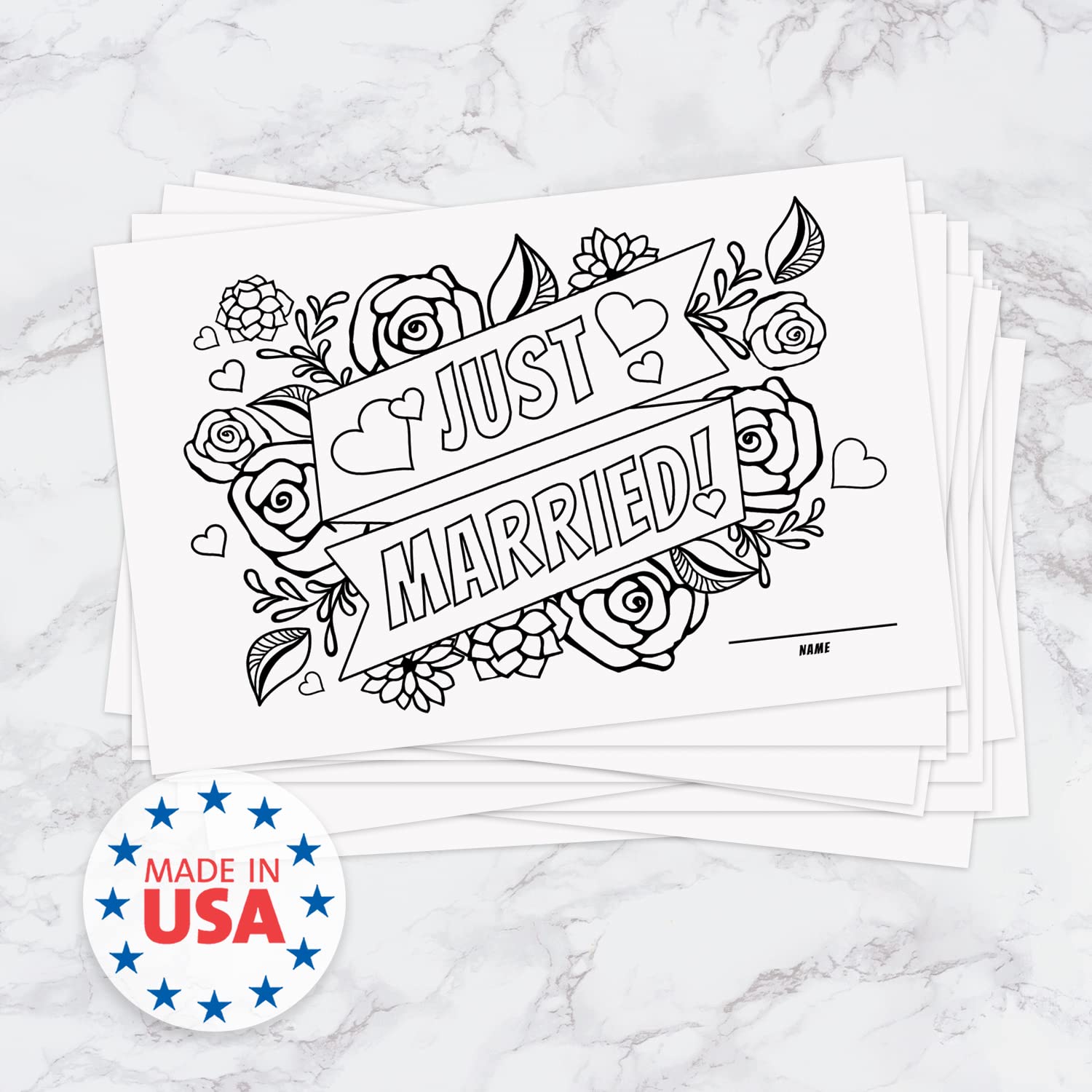 Wedding Themed Coloring Activity Placemats / 12 Wedding Coloring Sheets / 11" x 17" Kids Drawing Paper/Disposable Placemats