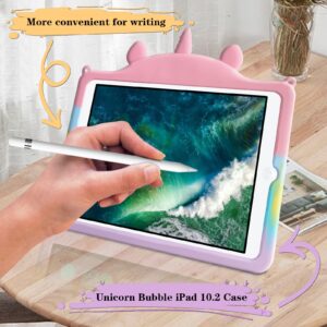 WESADN for iPad 10.2 Case for iPad 9th 8th 7th Generation Case with Kickstand Silicone Fidget Bubble Case for Girls Kids Cute Rainbow Pop Protective Holder Tablet Cover for iPad 2021 2020 2019