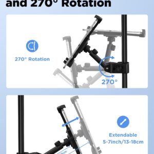 LZSIG Updated Tablet Mount Holder for Mic Stand, Adjustable Microphone Music Stand iPad iPhone Holder Stand, Compatible with Kindle, Android, All 4.7 to 13.5-inch Tablets & Smartphones (L)