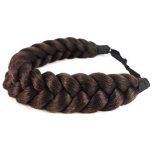 TOECWEGR Hair Braided Headband Classic Chunky Wide Thick Plaited Braids Elastic Stretch Syntheti Buckling Hairpiece Braid Headband