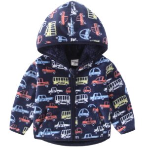 toddler baby fleece jacket hooded kids boys girls autumn winter long sleeve thick warm outerwear 2-6 years (5t, blue)