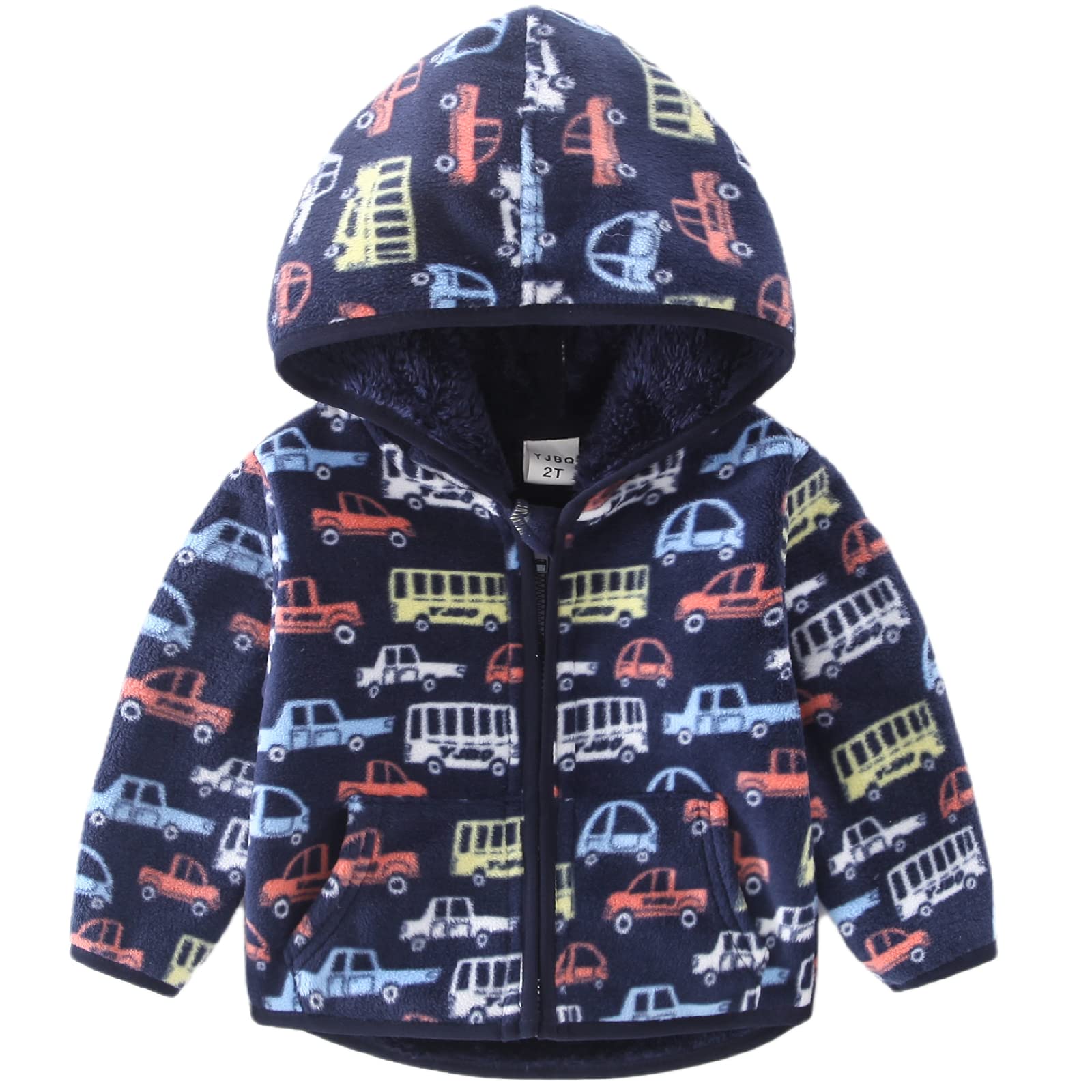 Toddler Baby Fleece Jacket Hooded Kids Boys Girls Autumn Winter Long Sleeve Thick Warm Outerwear 2-6 Years (5T, Blue)