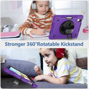 Miesherk Case for iPad Mini 7 (A17 Pro) 2024/ Mini 6 8.3'' Military Grade Heavy Duty Shockproof Case with Stand Shoulder Strap Pencil Holder for iPad Mini 6th Generation A2567 A2568 A2569 Purple