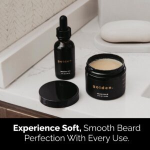 Golden Grooming Beard Oil & Balm Bundle for Men – Natural Growth Kit with Shea Butter – Tame, Moisturize & Style Your Beard (1 Pack)