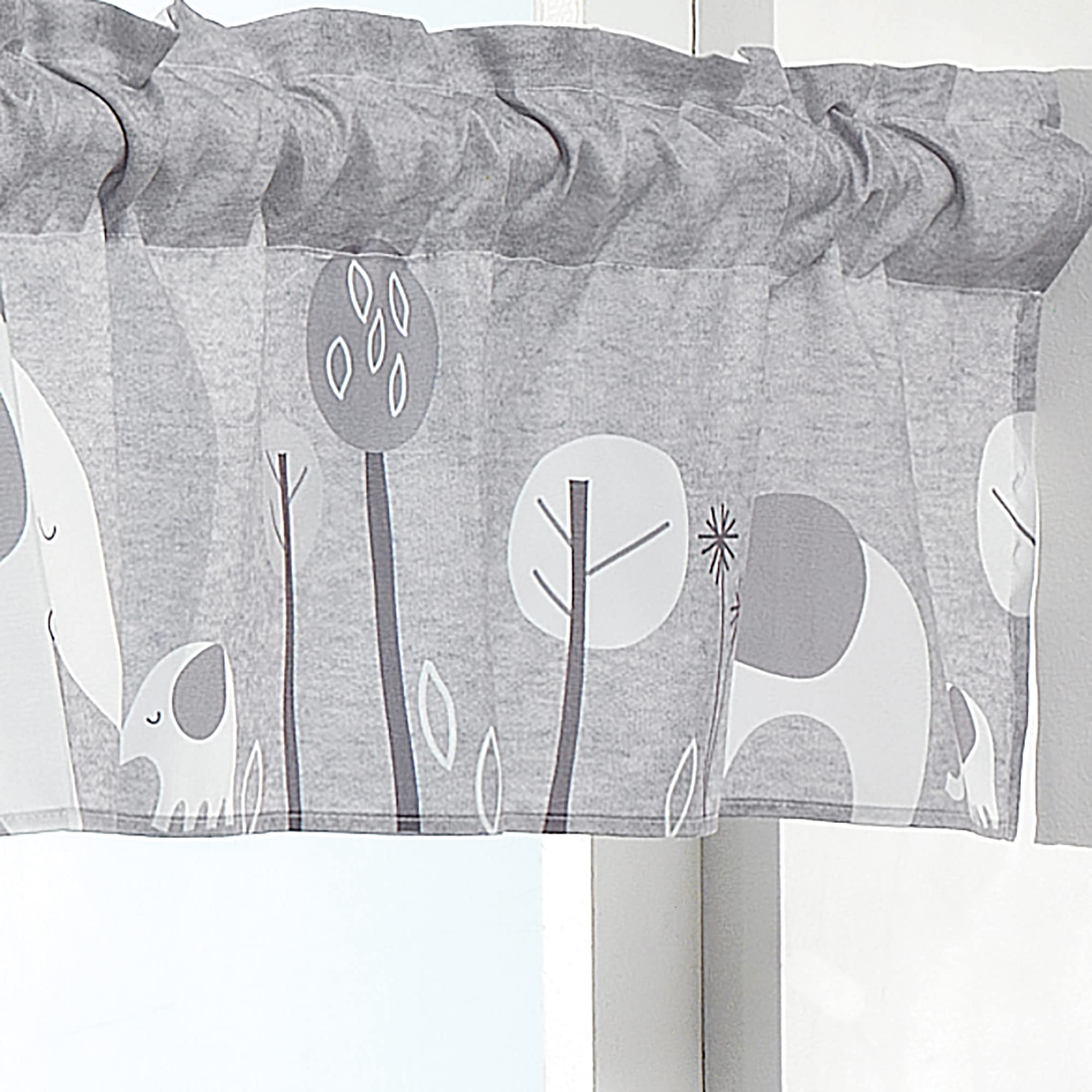 Bedtime Originals Elephant Love Gray Nursery Window Valance