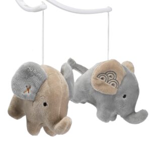 Bedtime Originals Elephant Love Musical Baby Crib Mobile Soother Toy - Gray