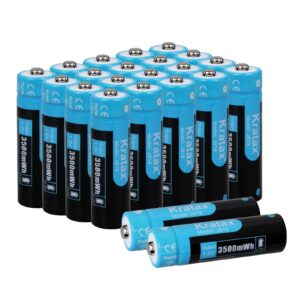 kratax aa rechargeable batteries 3500mwh high capacity double a lithium battery 1.5v constant voltage output, 1600cycles, for xbox controller,toys,remote controls,flashlight-22 pack aa batteries