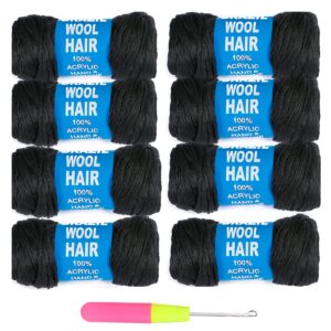 8pcs brazilian yarn wool hair arylic yarn for hair crochet braid twist warps black color