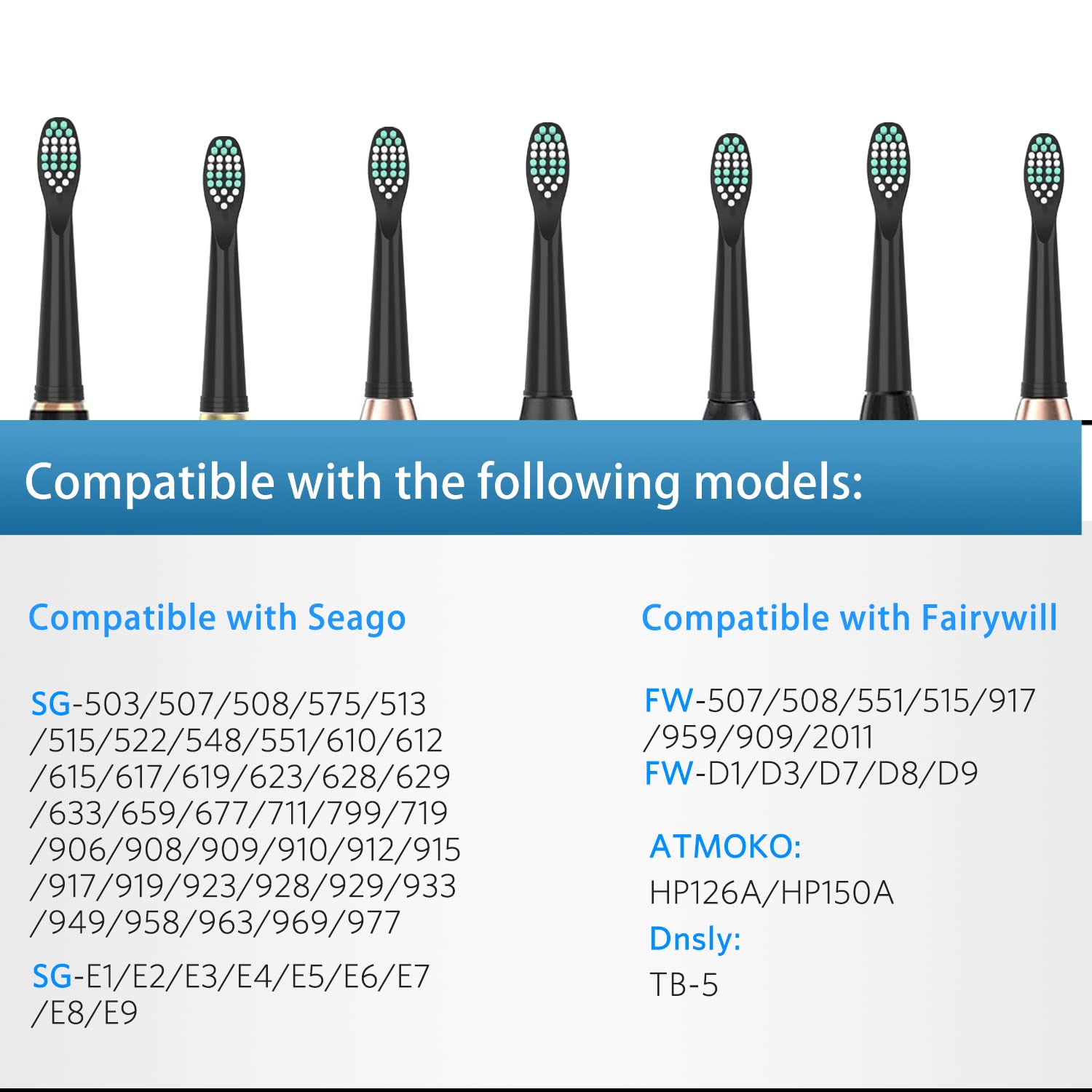 Electric Toothbrush Replacement Heads,Compatible with Fairywill Toothbrush Heads Electric Handle FW-E11,FW-507/508/551/FW908/FW910/917/949/958/959/FW610/FW659/FW719,FW-D1/FW-D3/FW-D7/D8,8 Pack