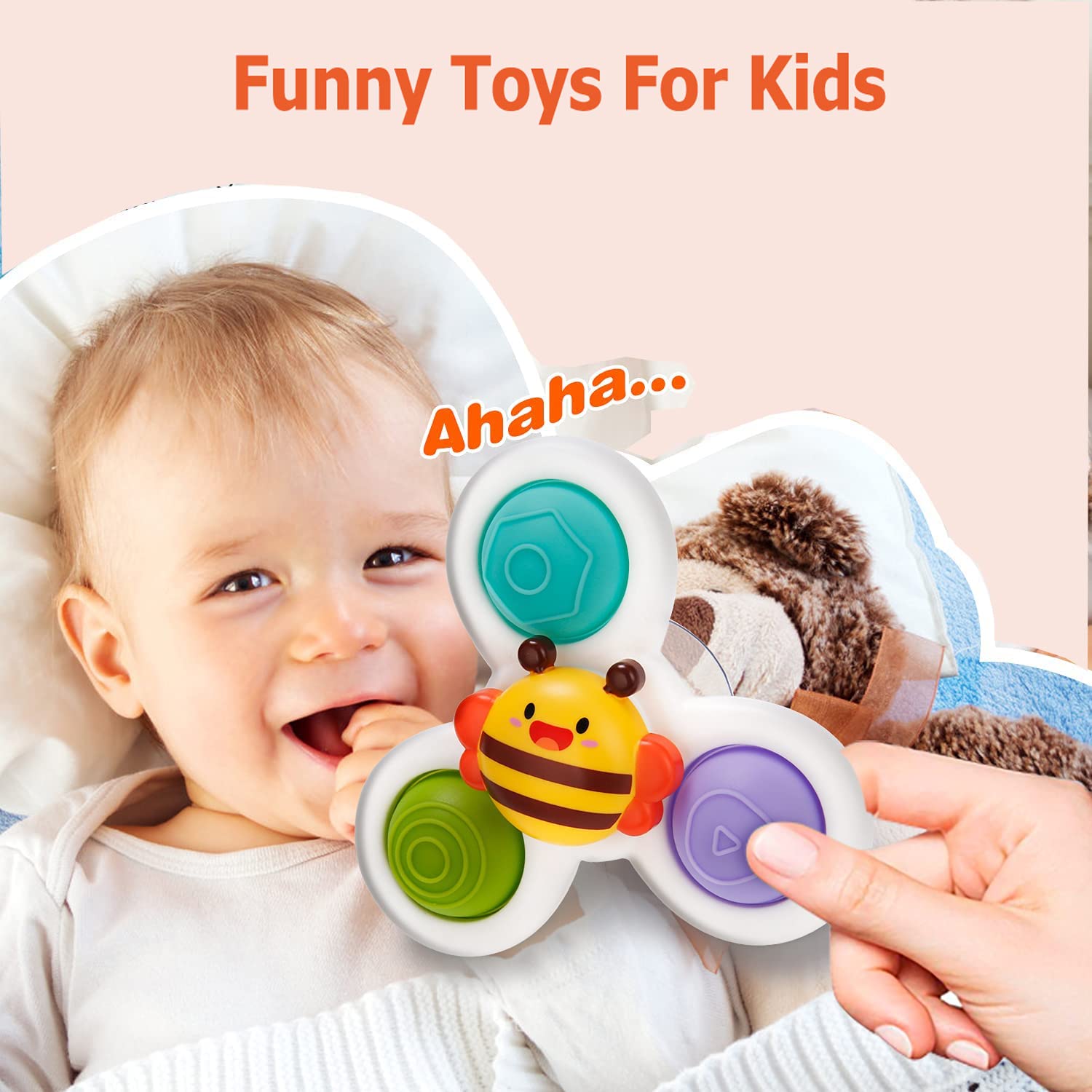 Suction Cup Spinner Toys, Baby Suction Cup Bath Toys Pop Fidget Toys Sensory Spinning Toys for Toddlers Babies Boys Girls