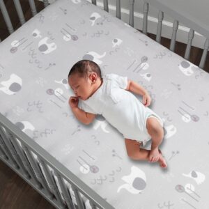 Bedtime Originals Elephant Love Gray/White Baby/Toddler Polyester Fitted Crib Sheet