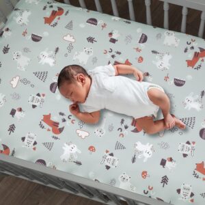 Bedtime Originals Animal Alphabet Sage Green Baby Fitted Crib Sheet