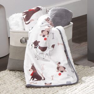 Lambs & Ivy Bow Wow Baby Blanket - Gray, Animals, Puppy