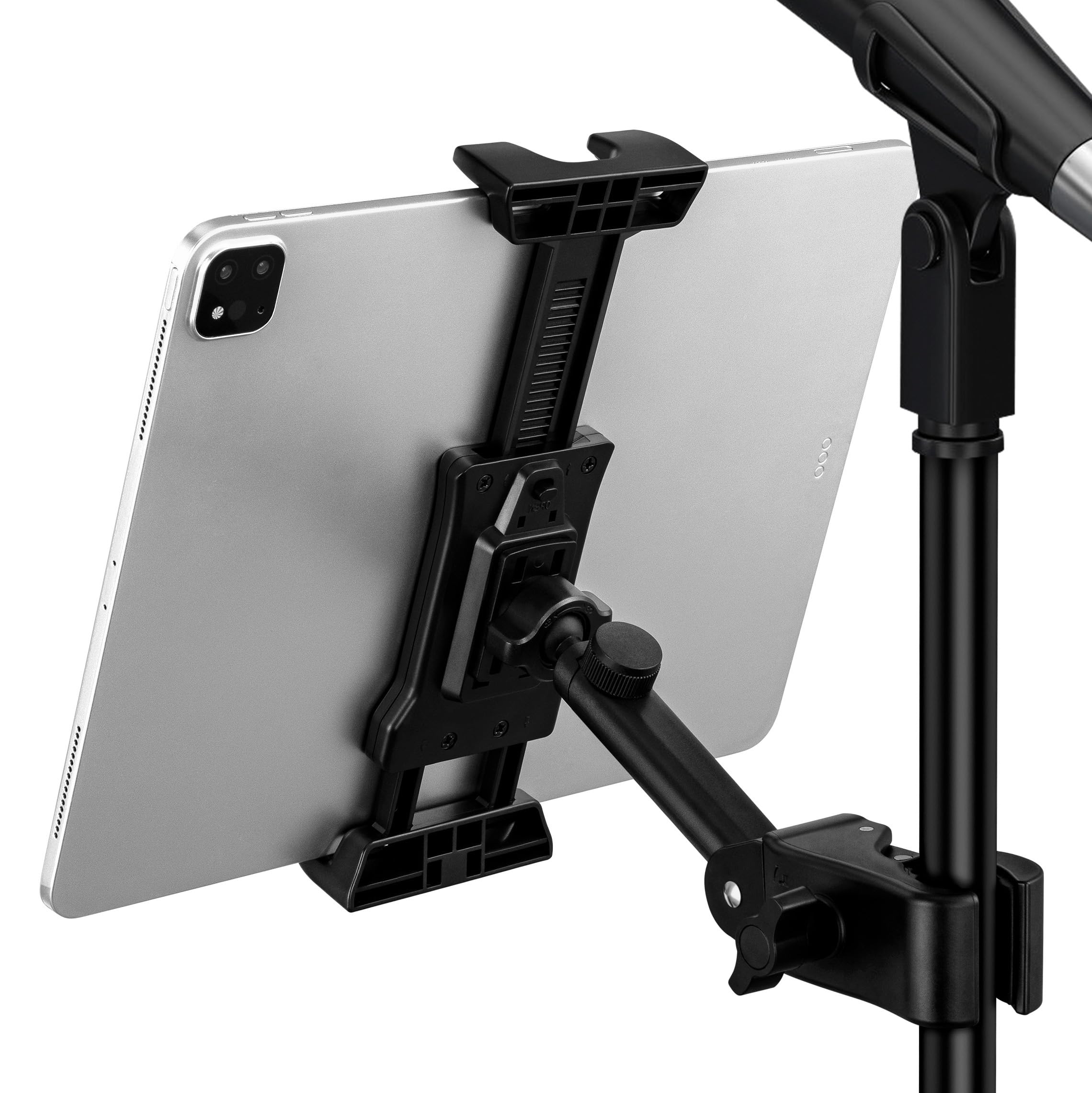 LZSIG Updated Tablet Mount Holder for Mic Stand, Adjustable Microphone Music Stand iPad iPhone Holder Stand, Compatible with Kindle, Android, All 4.7 to 13.5-inch Tablets & Smartphones (L)