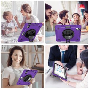 Miesherk Case for iPad Mini 7 (A17 Pro) 2024/ Mini 6 8.3'' Military Grade Heavy Duty Shockproof Case with Stand Shoulder Strap Pencil Holder for iPad Mini 6th Generation A2567 A2568 A2569 Purple