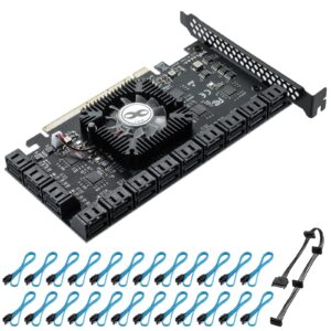 beyimei pcie 16x sata card 24 ports, 6 gbit/s sata 3.0 pcie card, pcie to sata controller expansion card (6 asm1064 + 1 asm1812)