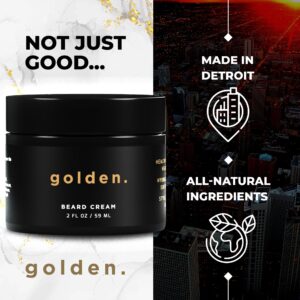 Golden Grooming Beard Oil & Balm Bundle for Men – Natural Growth Kit with Shea Butter – Tame, Moisturize & Style Your Beard (Beard Cream 2 fl oz)