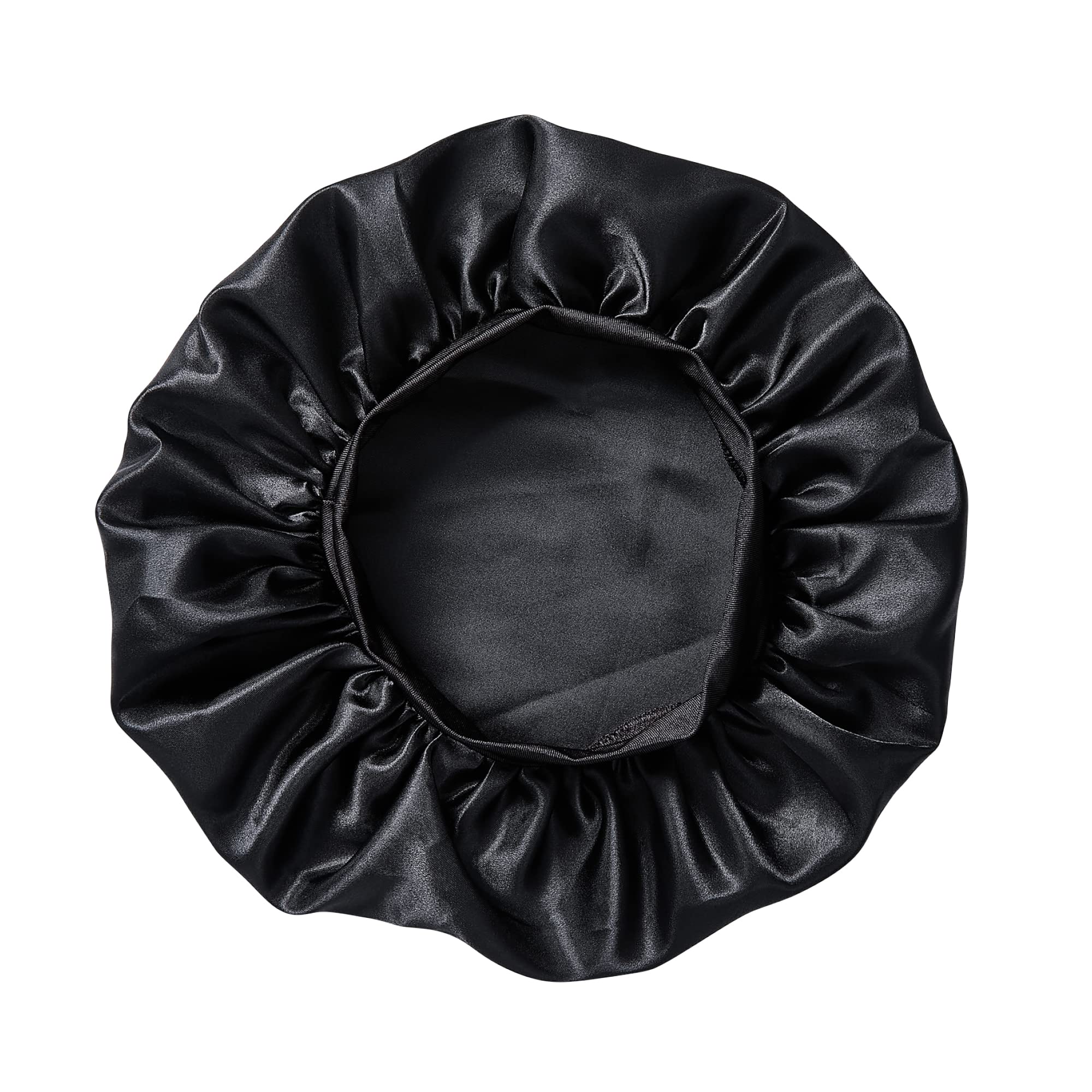 Red by Kiss Kids Satin Bonnet with Wide Band, Sleep Cap for Kids, Bonnet for Boys and Girls (Black)