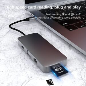 USB C Hub 10 in 1, USB-C Laptop Docking Station, USB C to HDMI Adapter for MacBook and Windows with 4K HDMI VGA Ethernet PD 3.0 USB Audio RJ45 TF/SD