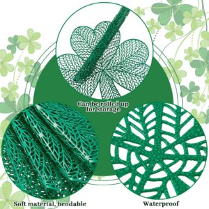 6 Pieces St. Patrick's Day Shamrock Placemat Green PVC Table Place Mat Non Slip Heat Resistant St Patrick's Day Placemats for Dining Kitchen Table Home Decoration, 16.5 Inch