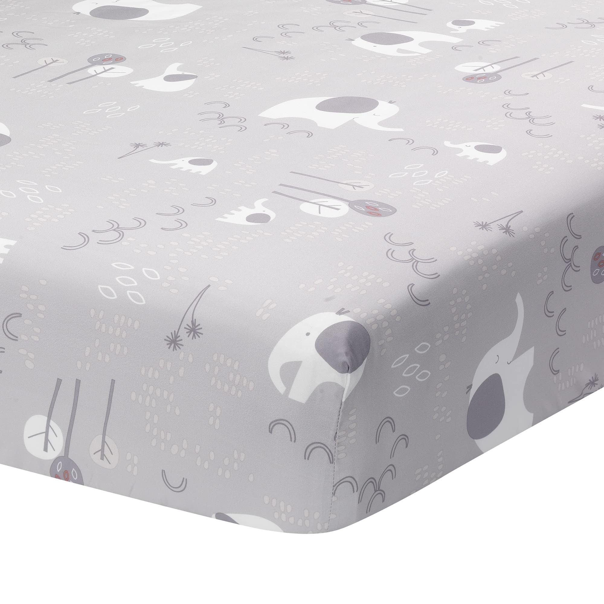 Bedtime Originals Elephant Love Gray/White Baby/Toddler Polyester Fitted Crib Sheet