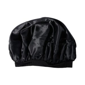 Red by Kiss Kids Satin Bonnet with Wide Band, Sleep Cap for Kids, Bonnet for Boys and Girls (Black)