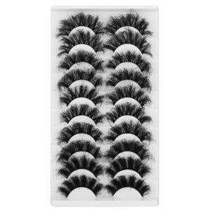 Mink Lashes D Curl Lashes Strips Fluffy False Eyelashes Full Volume Messy Fake Lashes 10 Pairs 5 Styles Mink Lash Pack