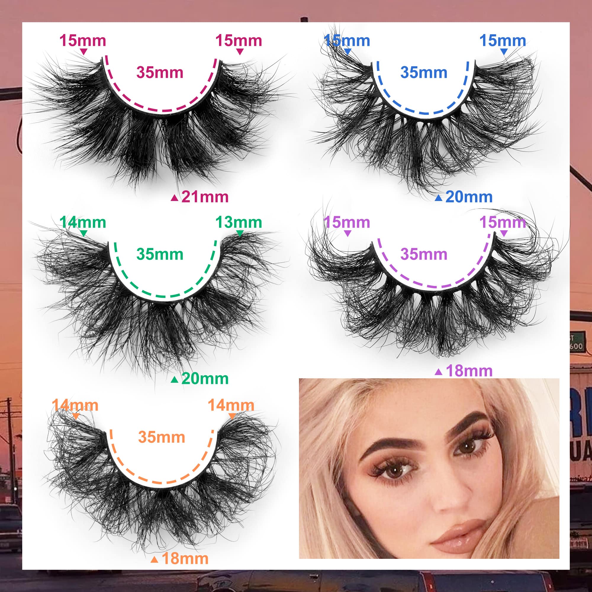 Mink Lashes D Curl Lashes Strips Fluffy False Eyelashes Full Volume Messy Fake Lashes 10 Pairs 5 Styles Mink Lash Pack