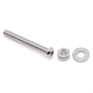 Glvaner (8 Sets) 3/8"-16 x 3 inch Button Head Socket Cap Screws with 3/8"-16 Hex Nuts & Flat Washers 304 Stainless Steel 18-8 Full Thread