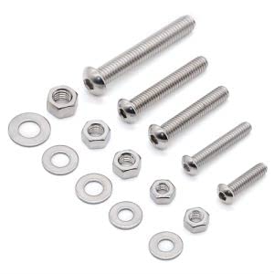 Glvaner (8 Sets) 3/8"-16 x 3 inch Button Head Socket Cap Screws with 3/8"-16 Hex Nuts & Flat Washers 304 Stainless Steel 18-8 Full Thread