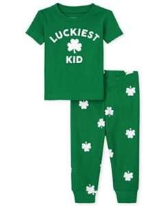 the children's place unisex-baby and toddler short sleeve top and pants pajama set st. patricks day baby & toddler - pj set 3t