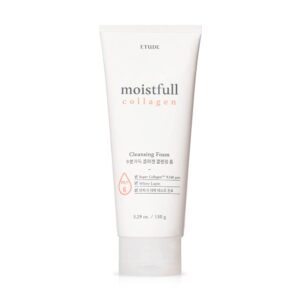 etude house moistfull collagen cleansing foam 150ml (old version) | facial cleanser | moist and bouncy bubble foam cleanser moisturizes skin | skin cleanser