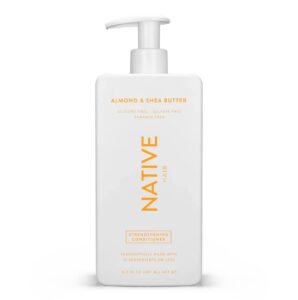 native vegan strengthening conditioner with almond & shea butter, clean, sulfate, paraben and silicone free - 16.5 fl oz