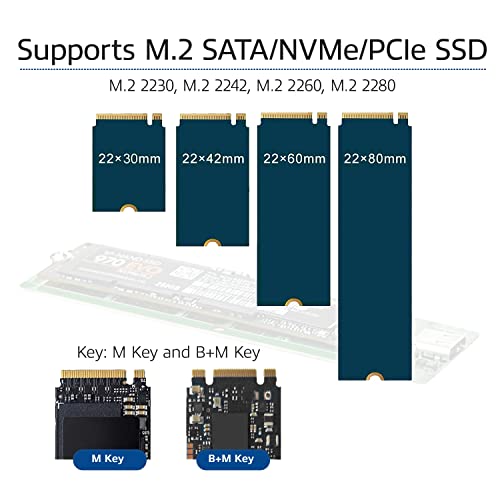 ACT Aluminum M.2 SATA and NVMe External SSD Enclosure, USB C 3.2 Gen 2, 10Gbps Transfer Rate, M-Key/B+M Key, M2 SSD Enclosure for Size 2230/2242/2260/2280 – AC1605