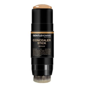 Concealer Stick with Brush for Men - Eraser Dark Circles - Men’s Multi-Use Concealer - Dual Sided Full Coverage Concealer Pen with Soft Brush - Buildable Coverage Makeup - All Skin Types - (Medium)