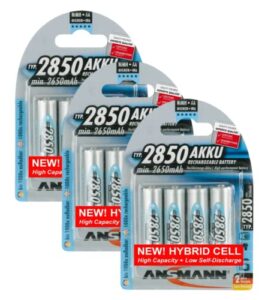 ansmann aa 2850 hybrid high capacity, low discharge rechargeable batteries 12 pack