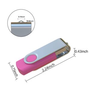 BHMUHIEK USB Flash Drive 2.0 Thumb Drive Jump Drive Pen Drive Bulk Memory Sticks Zip Drives Swivel with Led Light Keychain Design Yellow/Red/Blue/Green/Black (32G-10PCS, 10PCS)