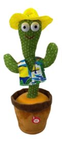 gdtecha dancing cactus toy, tiktok singing toy, lighted toy, electronic repeating voice for kids, cactus plant plush, pets wriggle toy, holiday mimicking toy for kids (hawaii style)